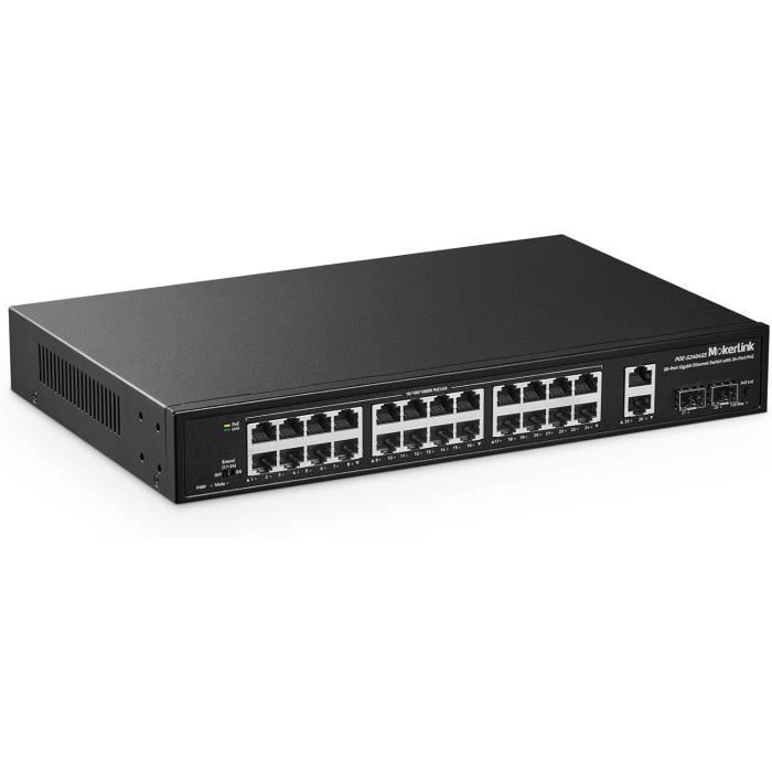 28 Port Gigabit Poe Switch, 24 Gigabit Poe+ Ports, 2 Gigabit Uplink, 2 ...