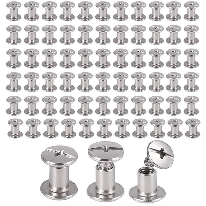 50 Pièce Vis Rivet Plat, Vis De Reliure, Rivet À Tête Plate, Vis De ...