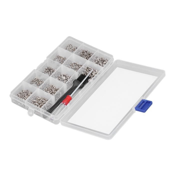 YOSOO Jeu de vis d'ordinateur Kit d'assortiment de vis d'ordinateur 600 pièces Micro tête plate ...