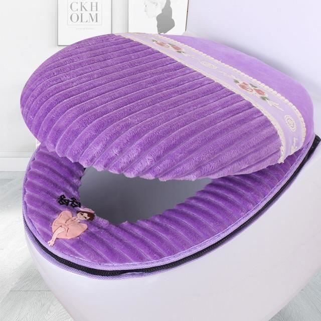 Couvercle de toilette,purple toilet mat--Ensemble De Housses De Siège ...