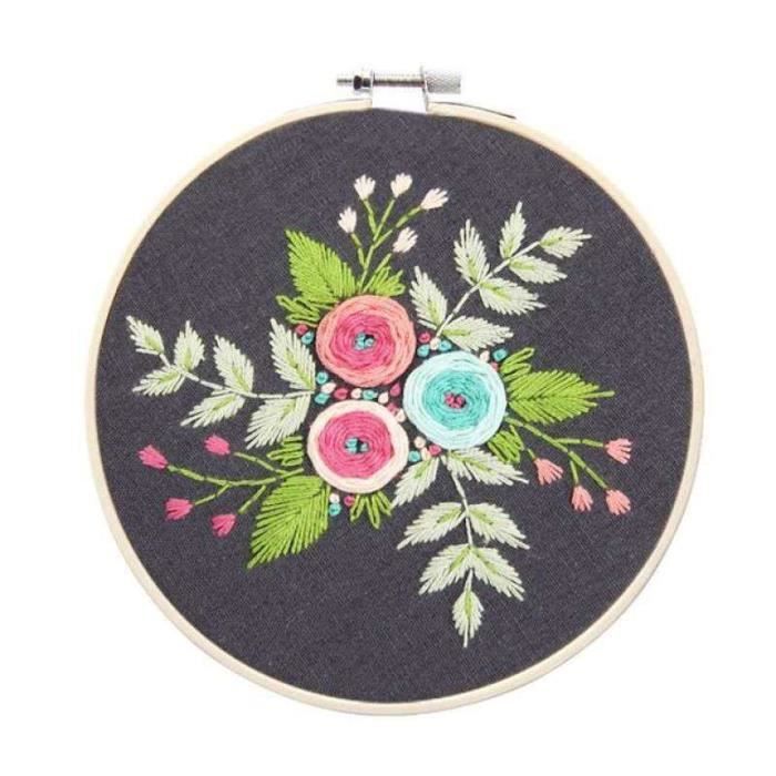 AS01326-KIT DE COUTURE.Kit de broderie de fleurs pour débutant ...