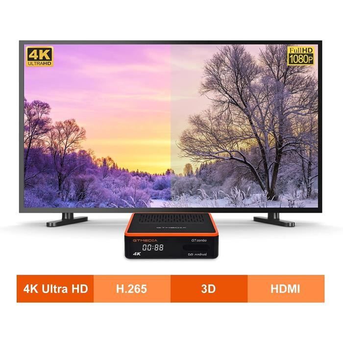Combo 4K Ultra HD Decodeur Satellite Récepteur Satellite TV Numérique DVB-S-S2-S2X + T-T2-Câble ...