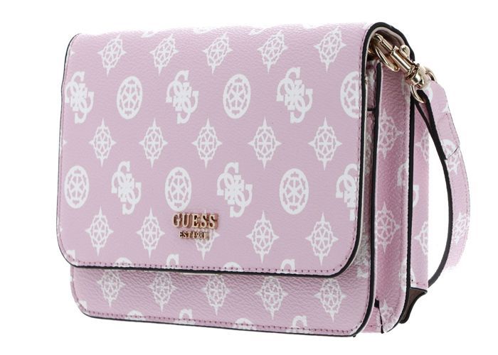 GUESS Sac à épaule bandoulière rose blanc pour femme Loralee Xbody Flap ...