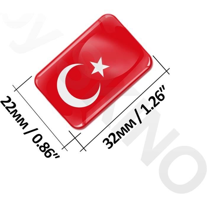 ® 2 X 3D Flexibles Autocollant Stickers National Drapeaux Turkey ...