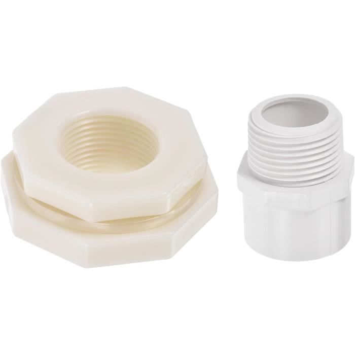 2 Paquet Pvc Passe-Cloison Raccord - Double Fileté Passe-Cloison Eau ...