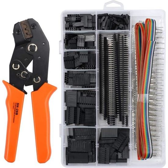 Pince à Sertir Dupont Kit de Outils de Sertissage avec 1550 PCS Dupont Mâle-Femelle Connecteur à ...