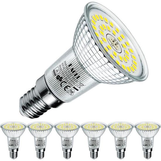 Ampoule Led E14 Blanc Froid 6W Remplace Incandescence Halogène 100W, Lot De 6. 820 Lumens 6000K ...