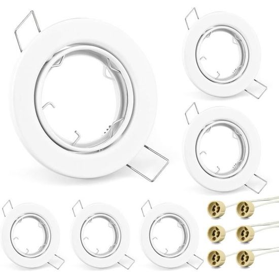 Lot De 6 Spot Cadre Orientable Blanc,Livré Avec Douilles Gu10 Spot Led Encastrable Gu10 Cadre ...