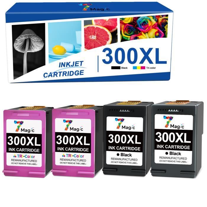 7MAGIC Cartouche d'encre Compatible avec HP 300XL Pack 4 pour ...