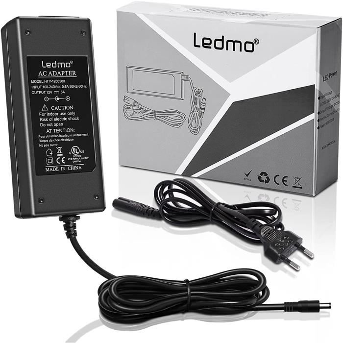Alimentation 12V 5A,LED Adaptateur Transformateurs 60W Chargeur ...