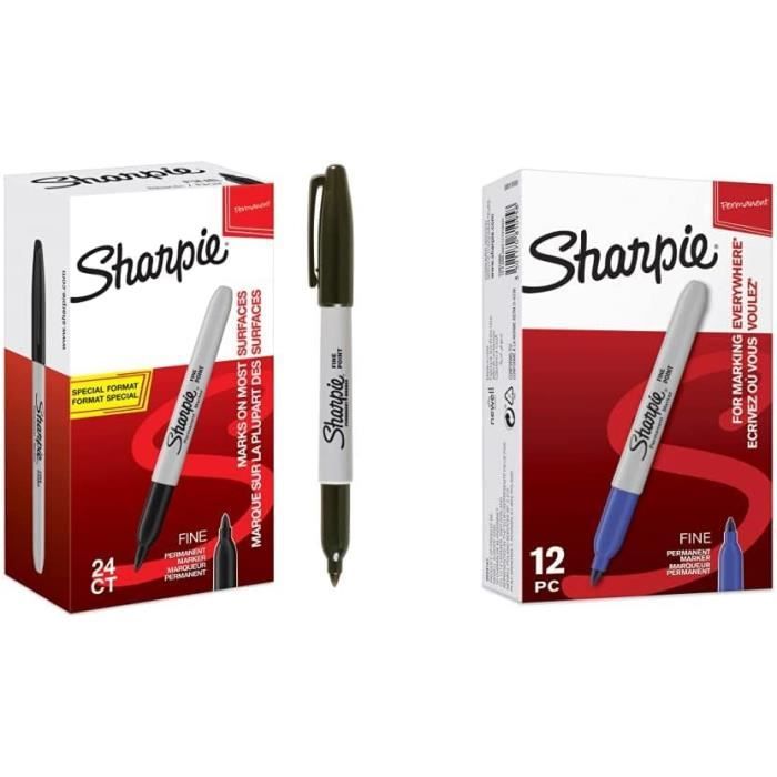 Marqueurs Permanents Pointe Fine Noir Lot De 24 - Sharpie - Cdiscount ...