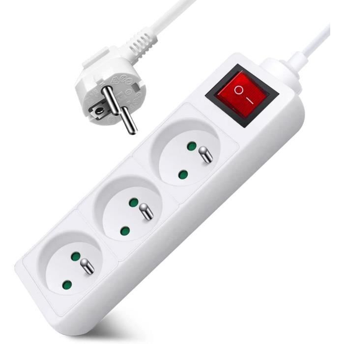 Multiprise 3 Prises 16A 2P + T avec Interrupteur,Bloc 3 Prises,Rallonge ...