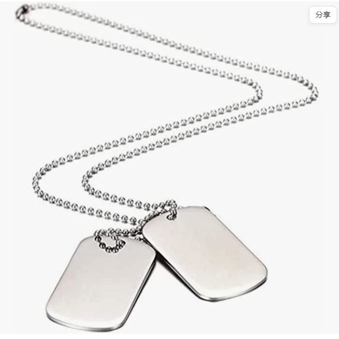 Collier Pendentif - Armée - Double Plaque - Acier Inoxydable - Style ...