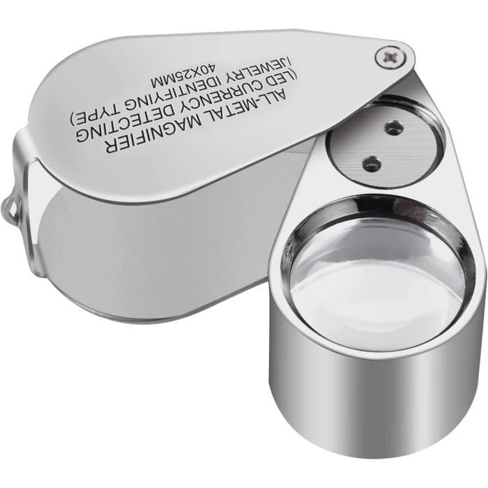 Loupe Xyk Pliable En Métal Pour Bijoux, Lentilles En Verre 40X Metal ...