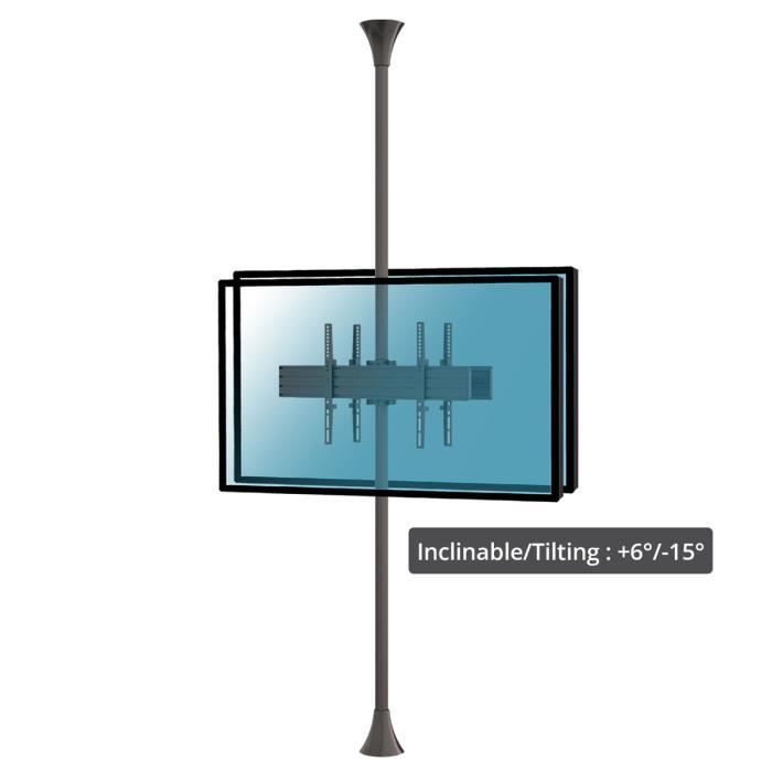Support sol-plafond inclinable pour 2 écrans TV back to back 32" - 75" Vesa max 600x400 Hauteur ...