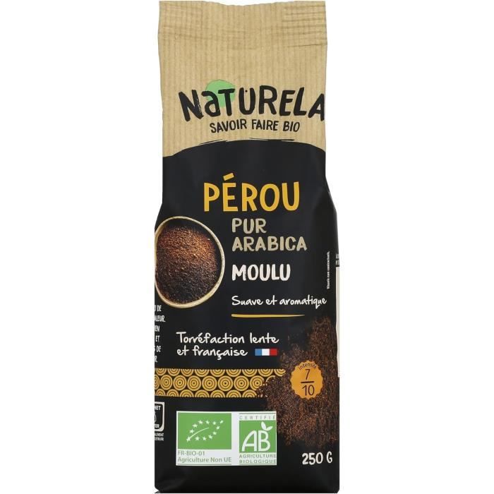 LOT DE 3 - NATURELA - Café Moulu Pur Arabica Pérou Bio - paquet de 250g ...