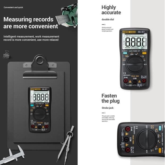Shiny-Multimètre numérique Table de test de tension et de courant anti ...
