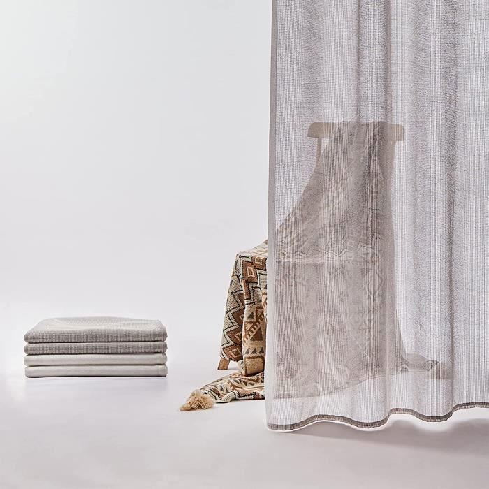 Topfinel Rideau Voilage Tissés Gris 300x240 cm Rideau Translucide Salon ... Topfinel Rideau Voilage Tissés Gris 300x240 cm Rideau Translucide Salon ...