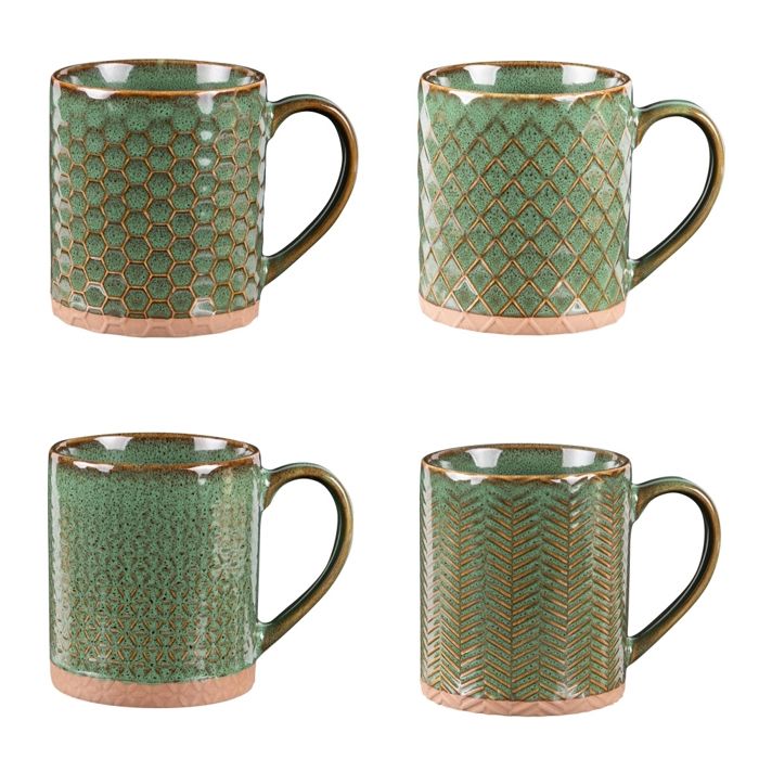 Coffret de 4 mugs Jaspe 35 cl vert - Table Passion - Cdiscount Maison