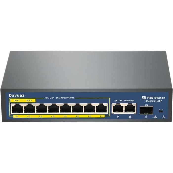 Commutateur Gigabit Poe Avec 8 Ports Poe+, 2 Ports Gigabit Uplink Et 1 Port Sfp, Conforme ...