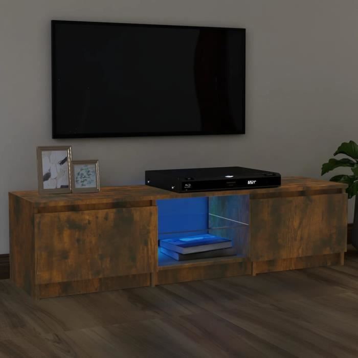 "MODERNE" Meuble TV - CSY - Armoire TV Salon avec lumières LED Chêne ...