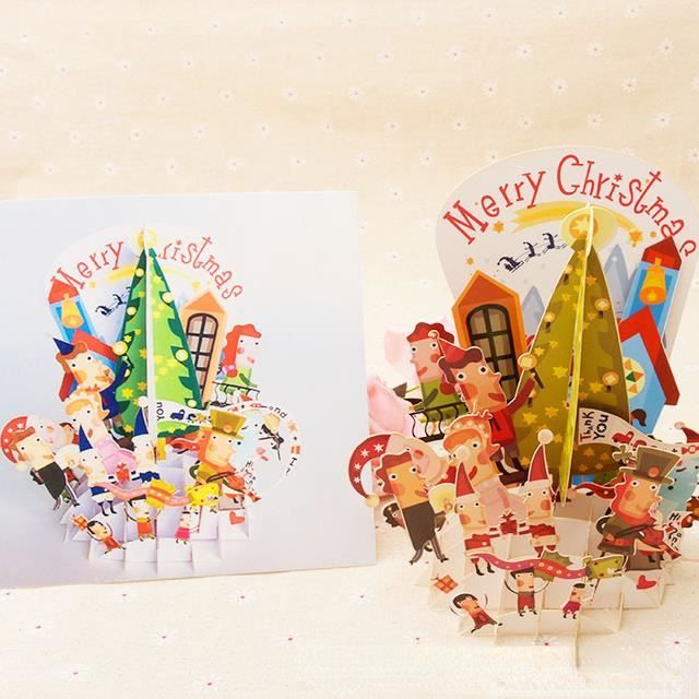 Carte d'invitation,Christmas--Carte De Vœux Pop-up 3d Pour Voiture ...