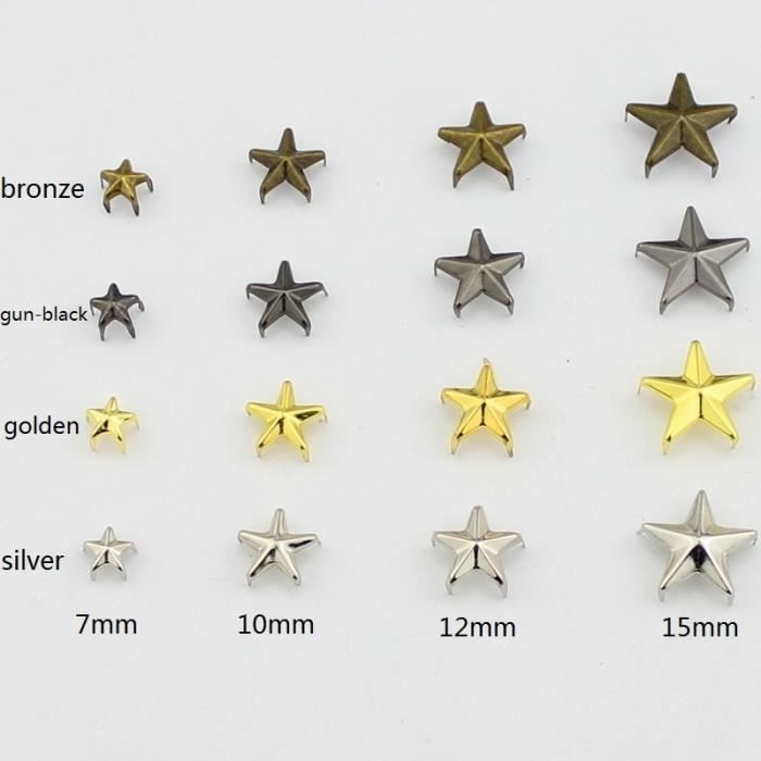 RIVET,15mm bronze (100pcs)--Rivets de pentagramme pour clous en cuir, 4 ...