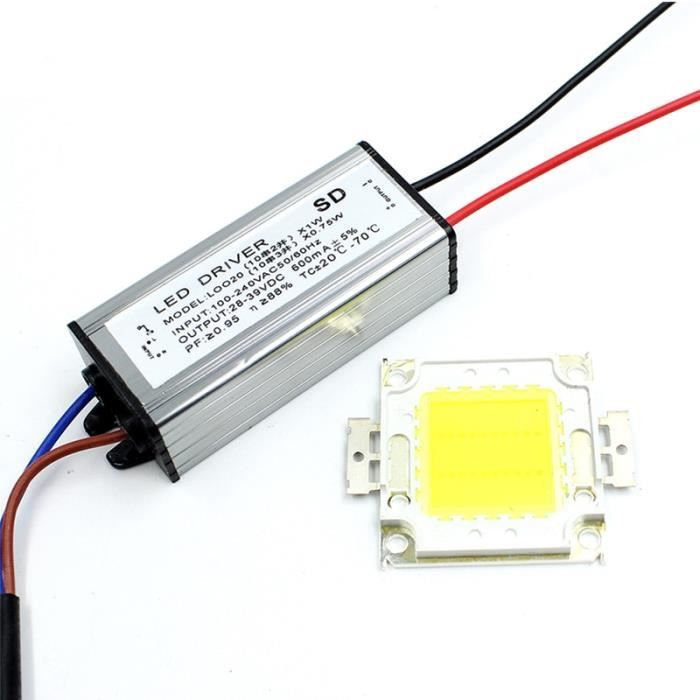 AMPOULE LED,Blanc froid-50W Chip and Driver--Puce de lampe intégrée COB 10W 20W 30W 50W, avec ...