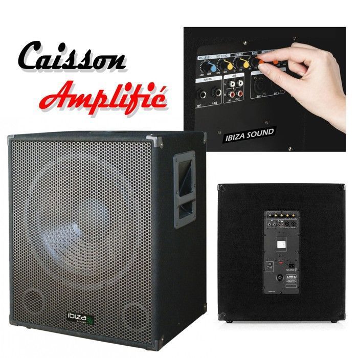 Pack Sono Ibiza Sound Caisson de basse 800W SUB15A - 2 Enceintes ...