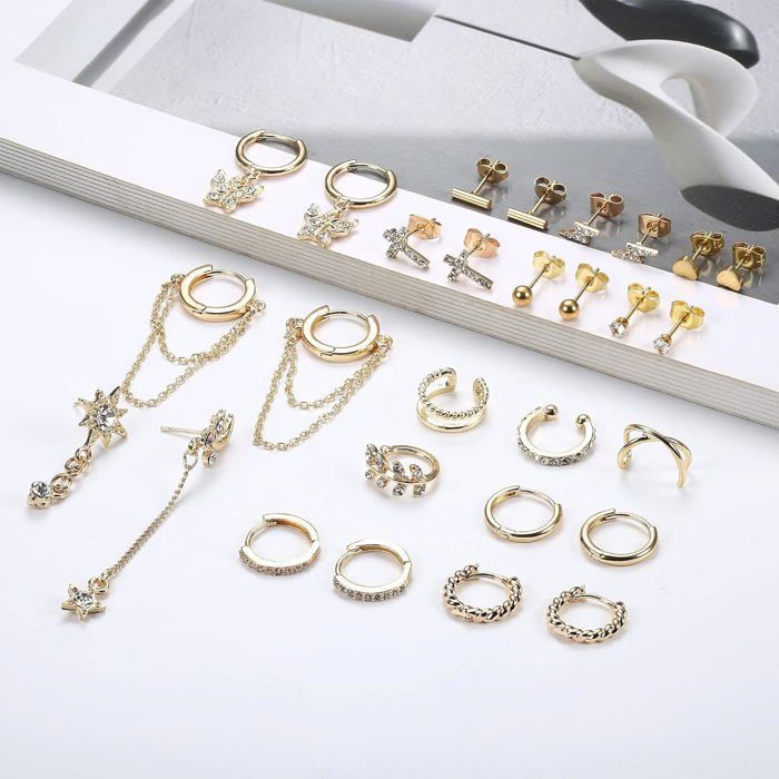 14Paires Piercing Helix Pour Femmes Petits Boucles D'Oreilles Créoles ...