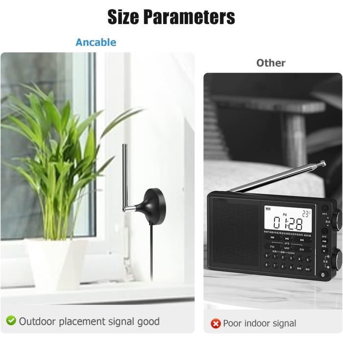 Radio Rod Fm-Dab+, Antenne D'Intérieur Dab+-Fm-Fm Avec 2 Adaptateurs ...