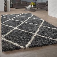 Tapis Poils Longs Salon Shaggy Motif Losanges Scandinave, Moderne Crème [140x200 cm] - Cdiscount ...