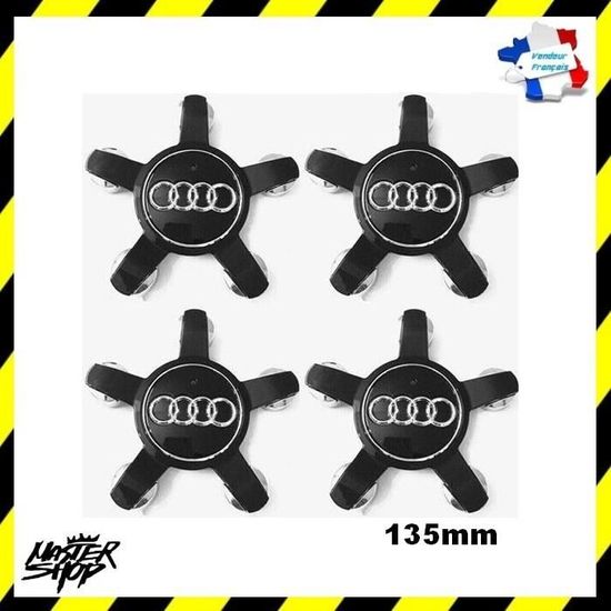 4pcs Caches Moyeu Centre Roue 135mm AUDI Noir Logo Enjoliveur ref ...