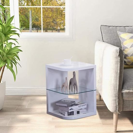 Table basse moderne avec couche intermédiaire en verre rectangulaire ...