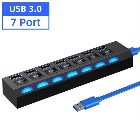 HUB,7 port 3.0--Hub Usb 3 0 Hub séparateur Usb plusieurs Ports Hub Multi Usb 3.0 adaptateur ...