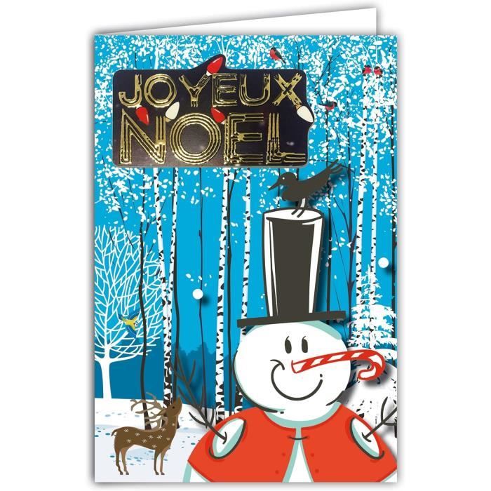 61-6054 Carte Joyeux Noël Avec Enveloppe Et Collage En Relief En Or ...