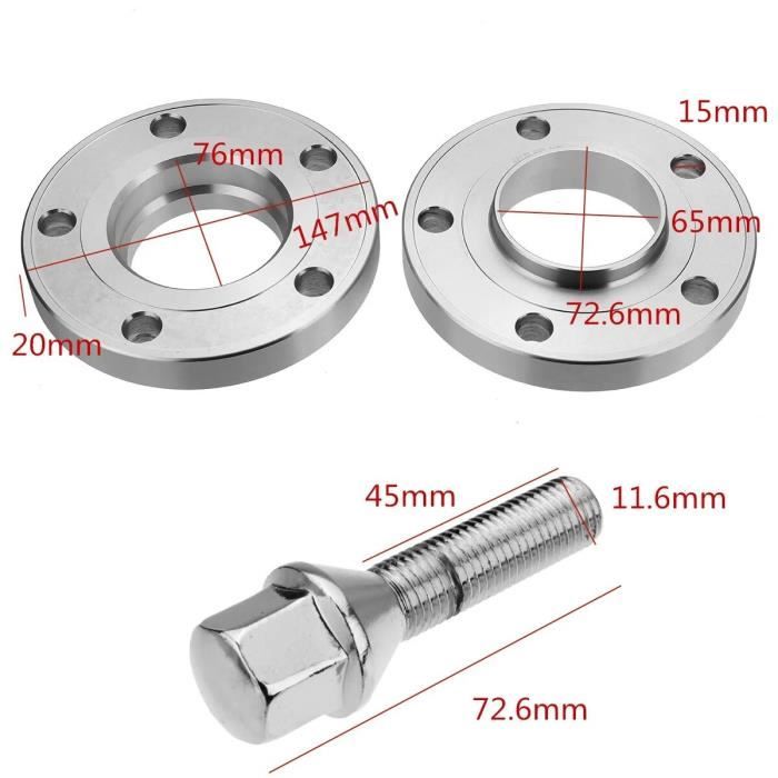 Entretoise de roue - BMW - 20 mm - PCD 5x120 - Diamètre intérieur 72.56 ...
