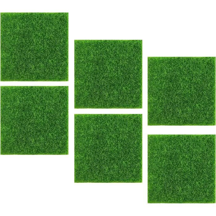 6 Pièces Faux Gazon Artificiel 15 × 15cm Fausse Pelouse Synthetique Exterieur Mini Herbe Pelouse ...