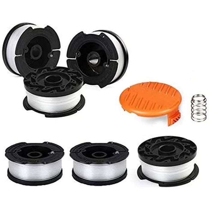Bobines de fil de rechange en nylon pour tondeuse à gazon Black Decker - Lot de 6 avec couvercle ...