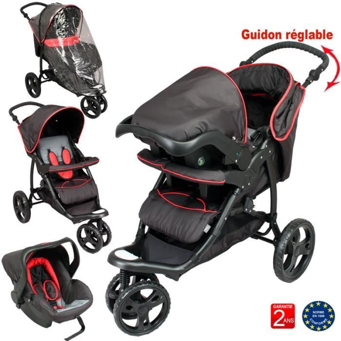 Poussette bébé 3 roues combiné 2en1 - Achat / Vente poussette Poussette ...