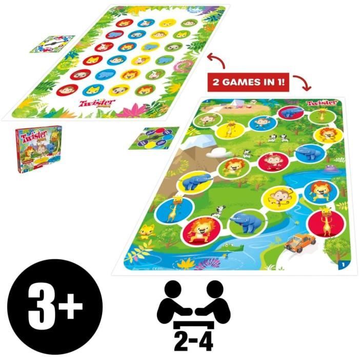 Twister Junior Jeu d'aventure Animal 2 Faces Tapis 2 en 1 Jeu de fête ...