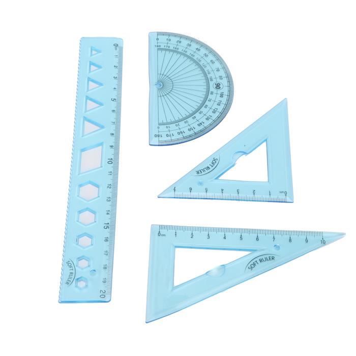 HURRISE Règle transparente Kit de règle quatre pièces en plastique ...