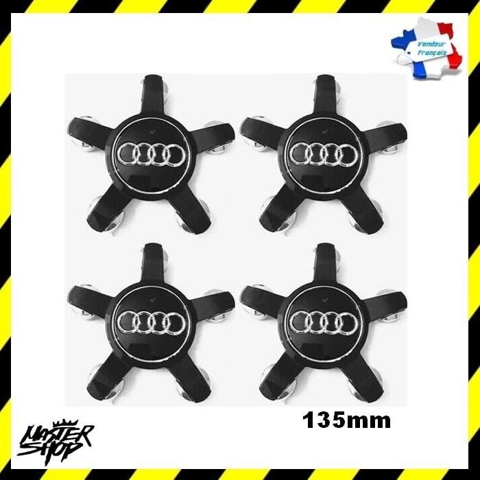 4pcs Caches Moyeu Centre Roue 135mm AUDI Noir Logo Enjoliveur ref ...