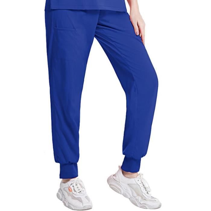 Pantalon médical élastique cordon de serrage - HBSTORE - 42025 Bleu ...