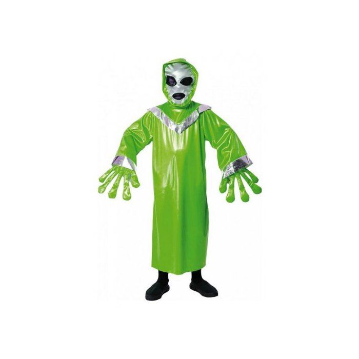 Deguisement Alien vert Enfant 5 6 ans 116 cm robe cagoule gants Costume ...