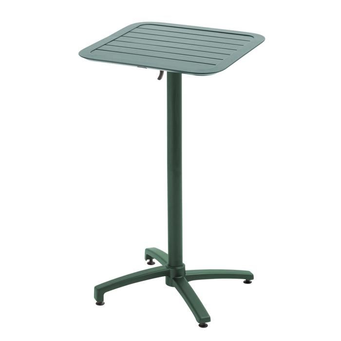 Table haute 60x60 cm inclinable de terrasse en aluminium vert foncé ...