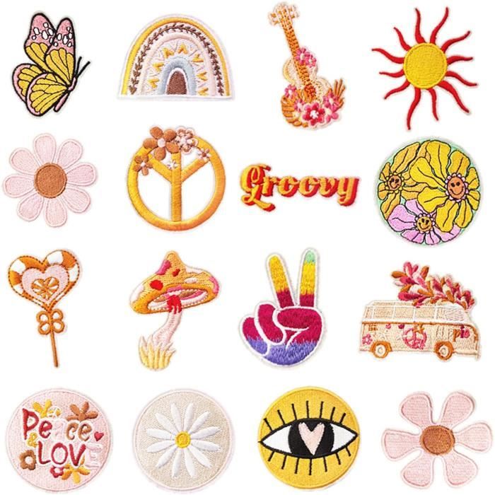 Patch Thermocollant, 16 Pcs thermocollant couture, Les patchs brodés utilisés pour la ...