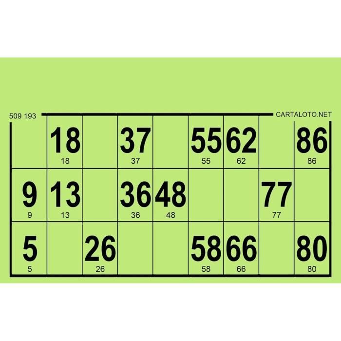 CARTALOTO-1000 Cartons de Loto Bristol 224gr, Format Standard, Couleur ...