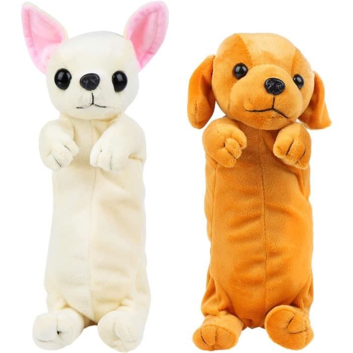 Poluka Lot de 2 trousses à crayons en forme de chien en peluche 3D ...