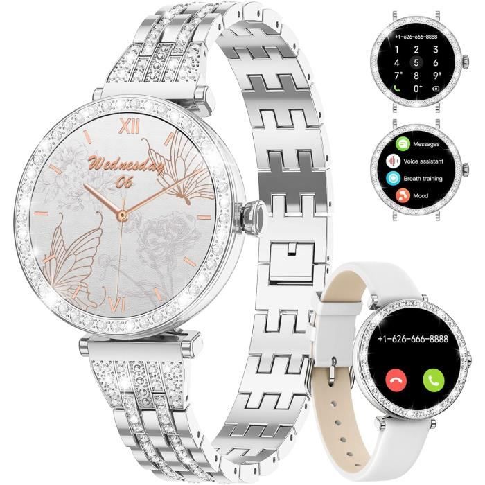 Montre Connectée Femme, Écran Amoled 1,19", Tension Artérielle, Fréquence Cardiaque, Plus de 100 ...